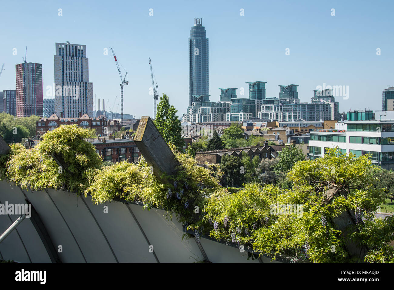 London,UK. 7 May, 2018. The view from the roof of the OCS stand at the ...