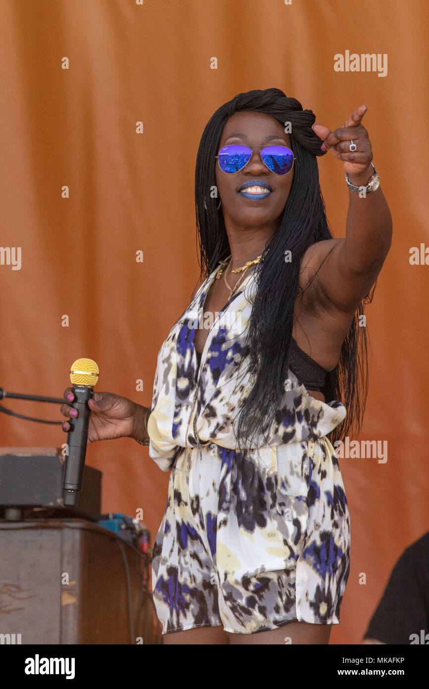 New Orleans, Louisiana, USA. 6th May, 2018. Singer ERICA FALLS performs ...