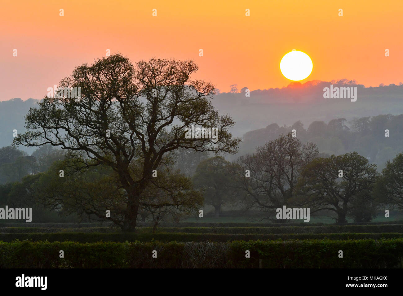 Mosterton, Dorset, UK. 7th May 2018. UK Weather. The sky turns bright ...