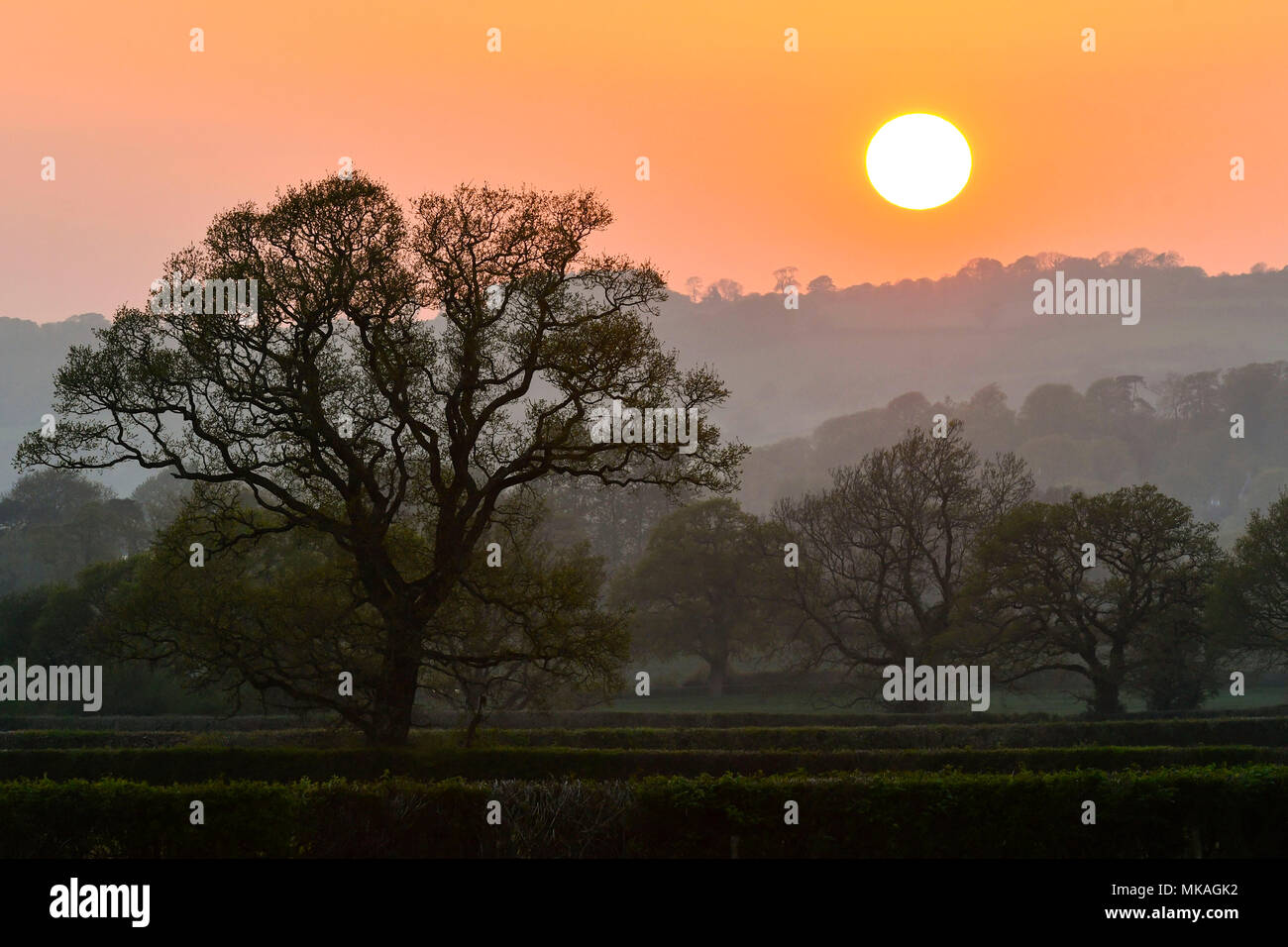 Mosterton, Dorset, UK. 7th May 2018. UK Weather. The sky turns bright ...