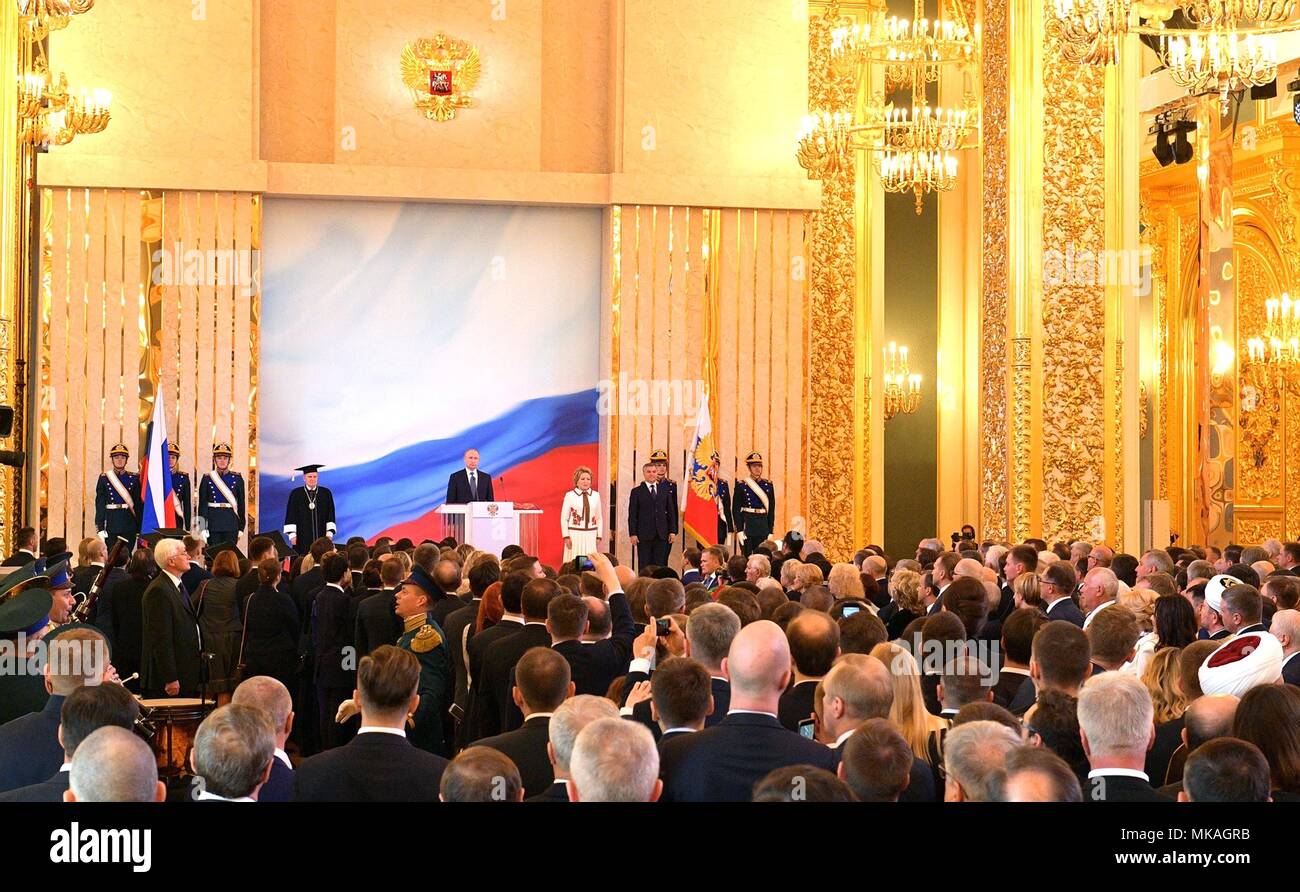 Moscow, Russia. 07th May, 2018. The Russian President Vladimir Putin ...