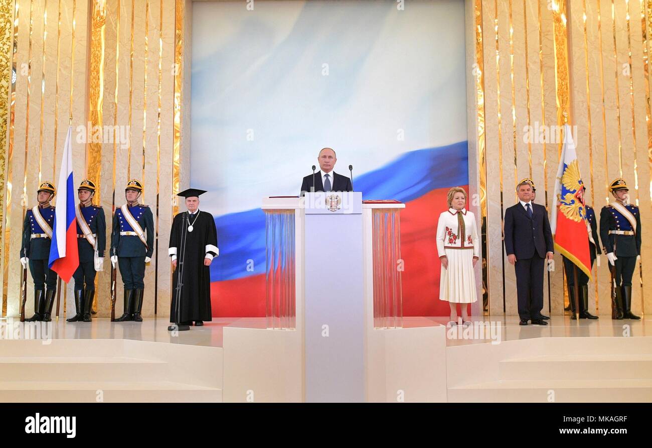 Moscow, Russia. 07th May, 2018. The Russian President Vladimir Putin ...