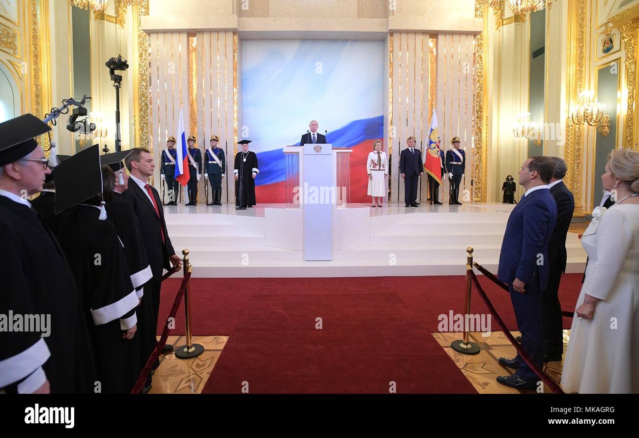 Moscow, Russia. 07th May, 2018. The Russian President Vladimir Putin ...