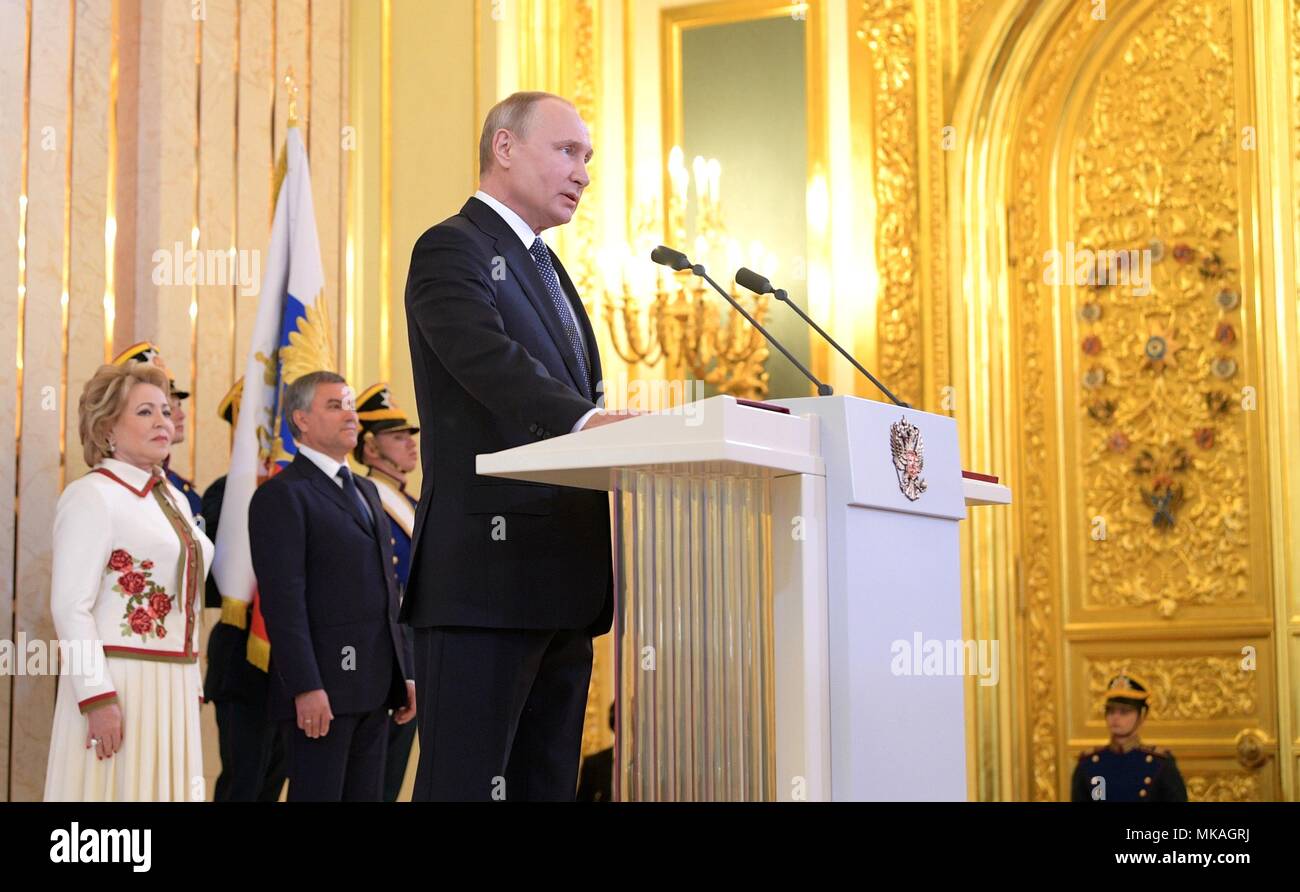Moscow, Russia. 07th May, 2018. The Russian President Vladimir Putin ...