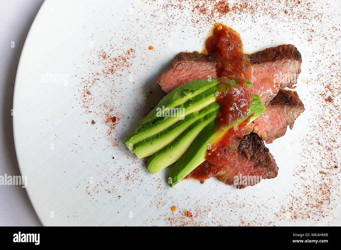 Napa, CA, USA. 12th Apr, 2018. Classic carne asada with ranchero sauce ...