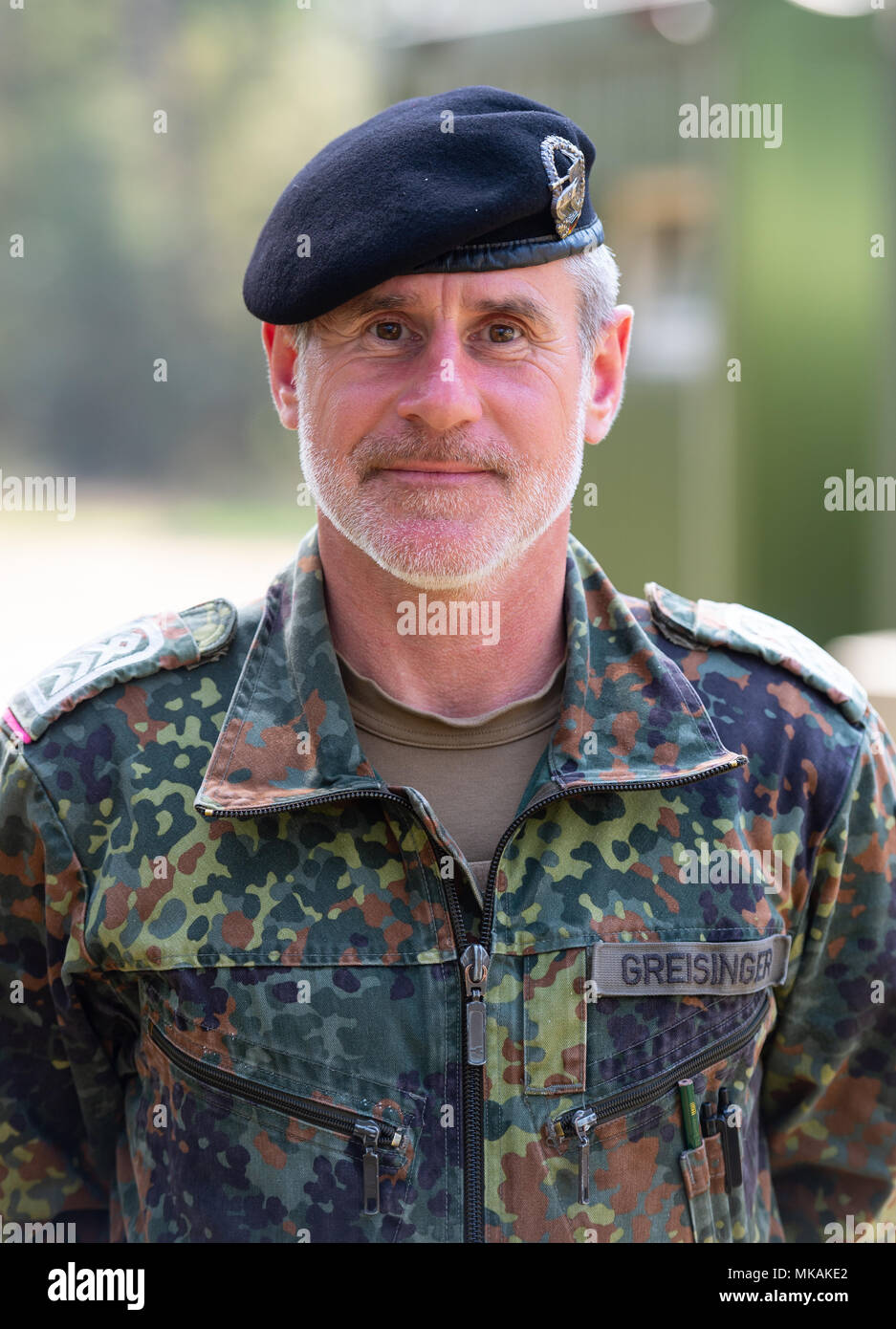 19 April 2018, Germany, Munster: Sergeant major Peter Greisinger stands ...