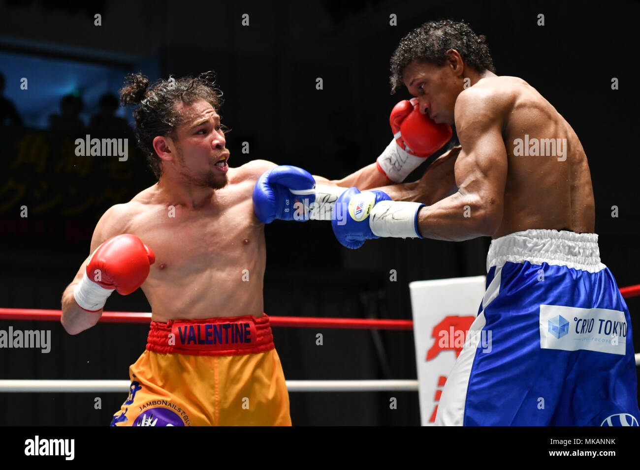 Tokyo, Japan. 7th May, 2018. (L-R) Valentine Hosokawa (JPN), Desitino ...