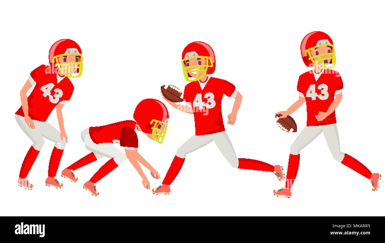 American Football Male Player Vector. Speed Strategy. Football Match ...
