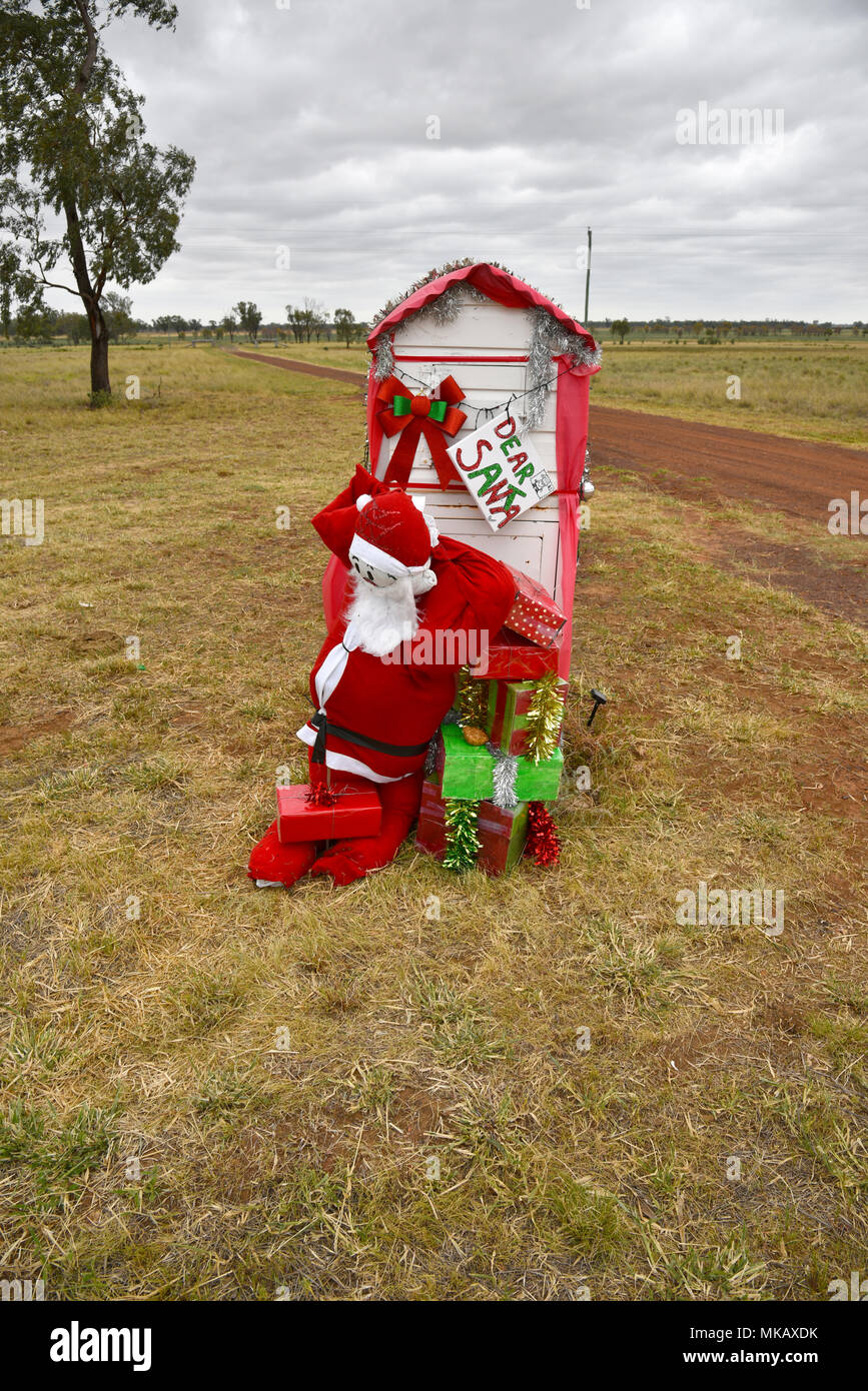 mailbox in the australian outback in queensland decorated for christmas ...