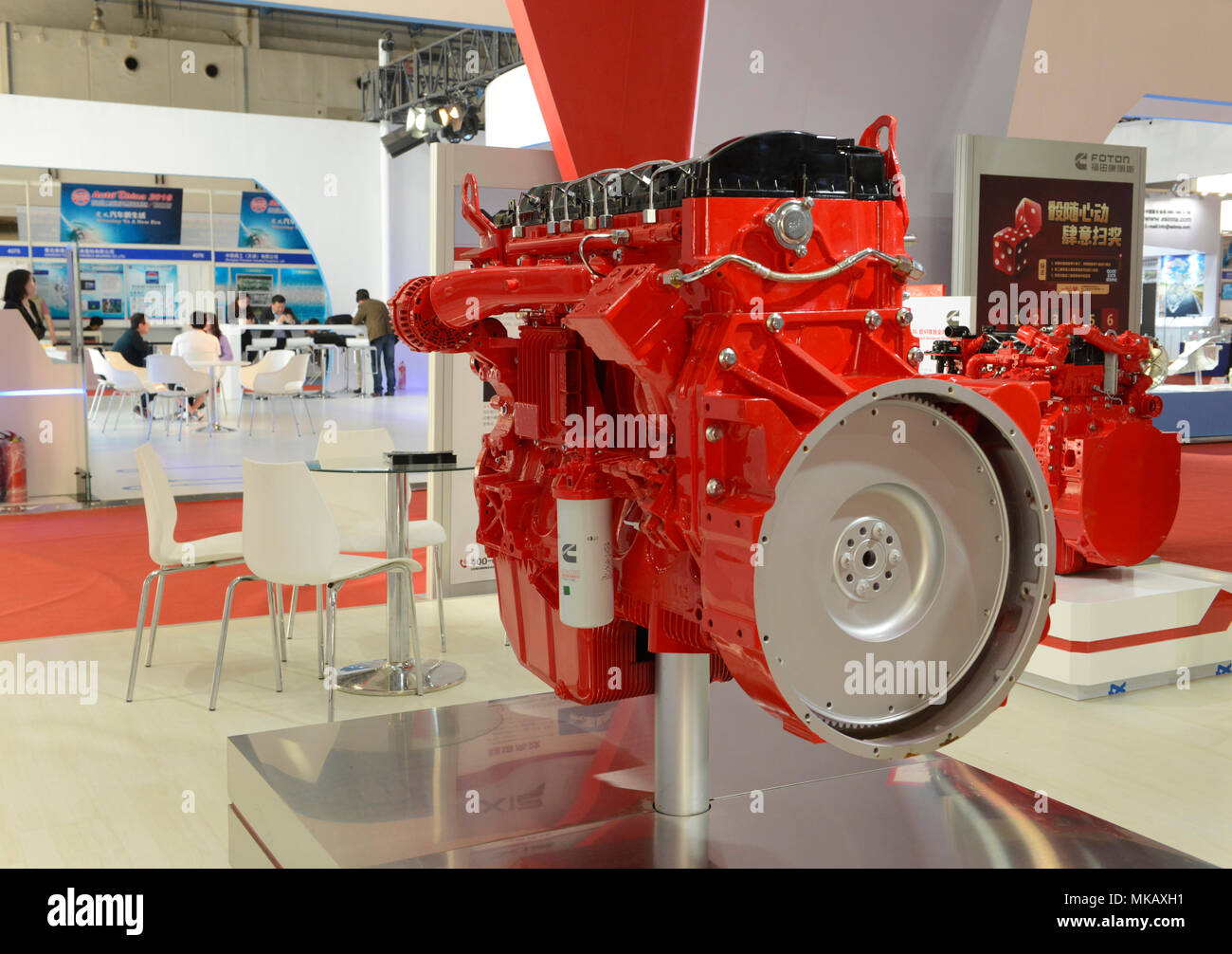 A Cummins engine on display at the Autochina 2018 motor show in Beijing ...