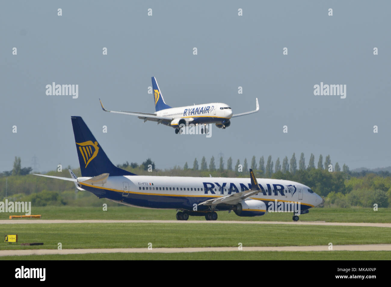 Two Ryanair aircraft at London Stansted Airport Stock Photo - Alamy