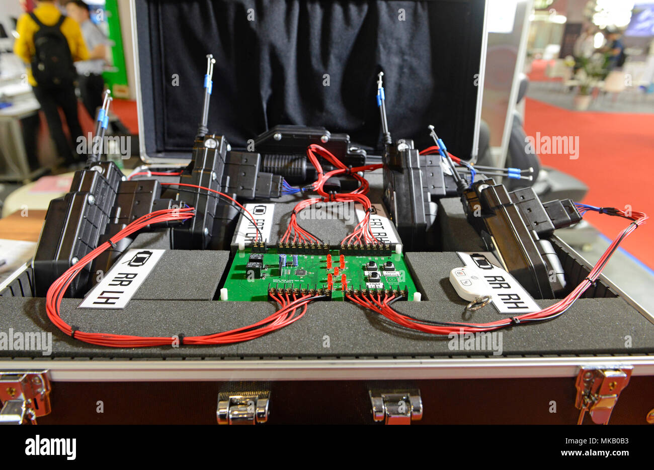 Transmission units on display at the Auto China 2018 motorshow in ...