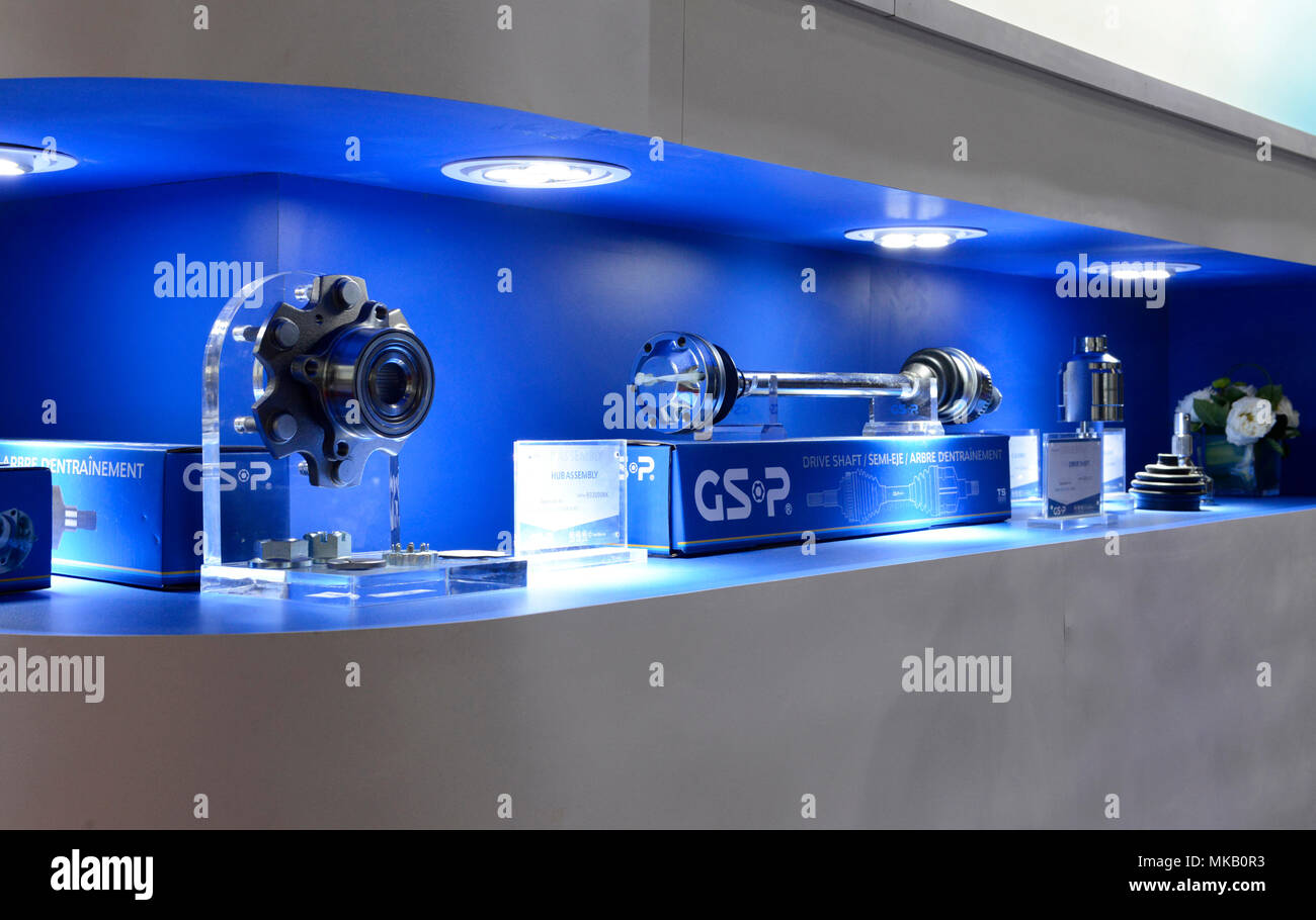 GSP autoparts stand at the Auto China 2018 motorshow in Beijing, China ...