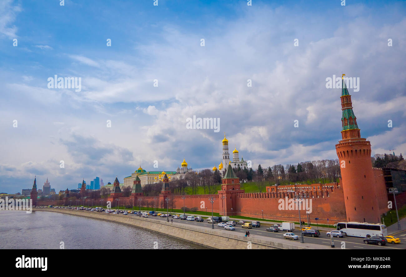 Outdoor view of Moscow Kremlin wall and Cathedrals cupolas Stock Photo ...