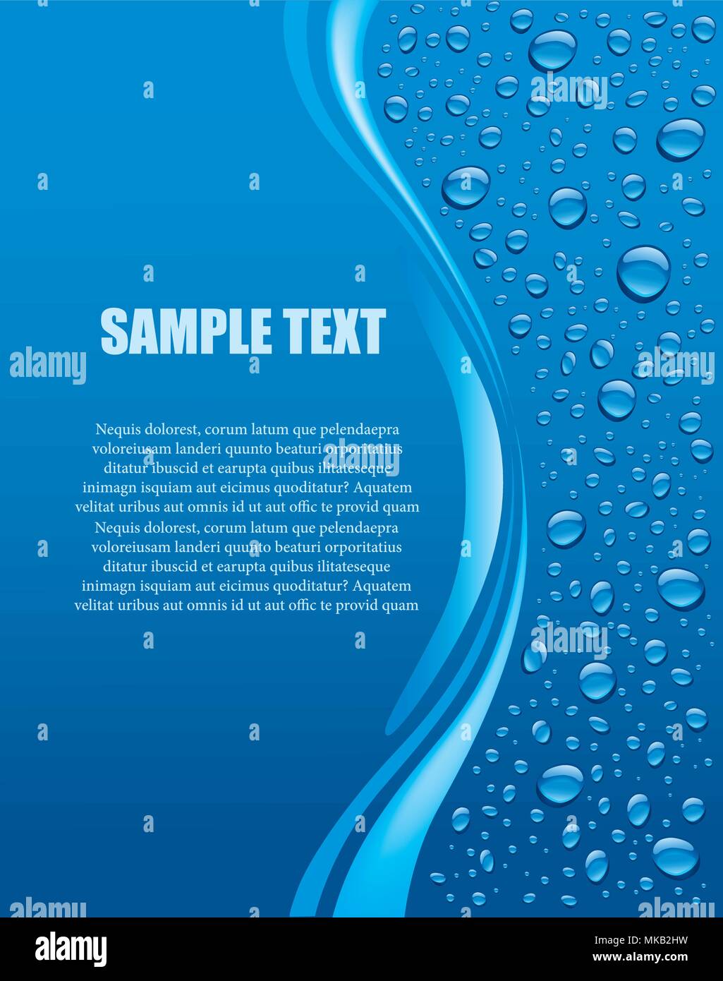 many water drops on blue background with place for text Stock Vector ...