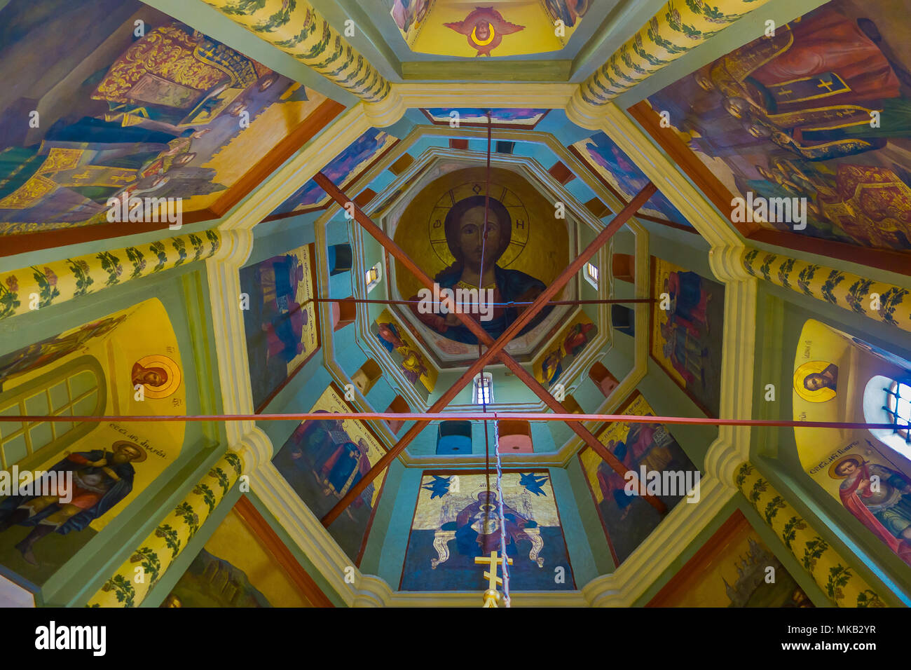 MOSCOW, RUSSIA- APRIL, 29, 2018: Interior view of carved wall and ...