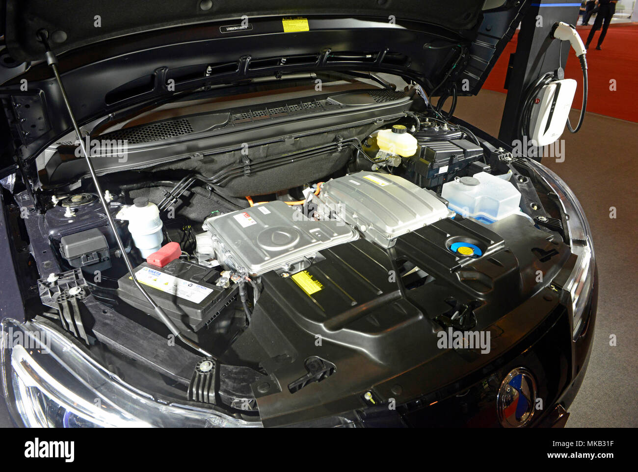 Engine of an electric car at the Auto China 2018 motor show in Beijing ...