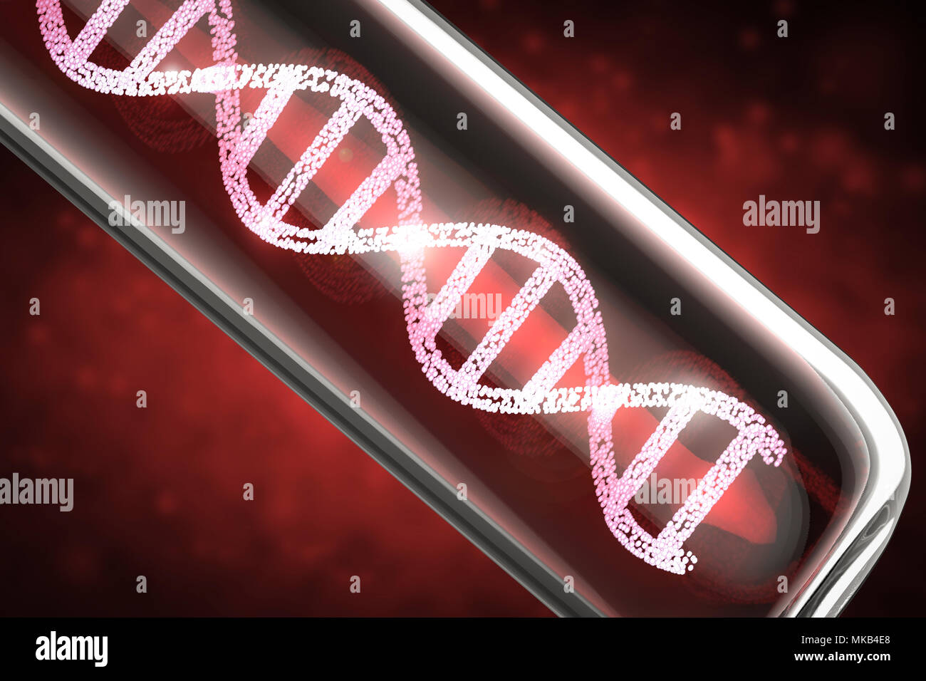 3d rendering red dna helix in test tube Stock Photo - Alamy