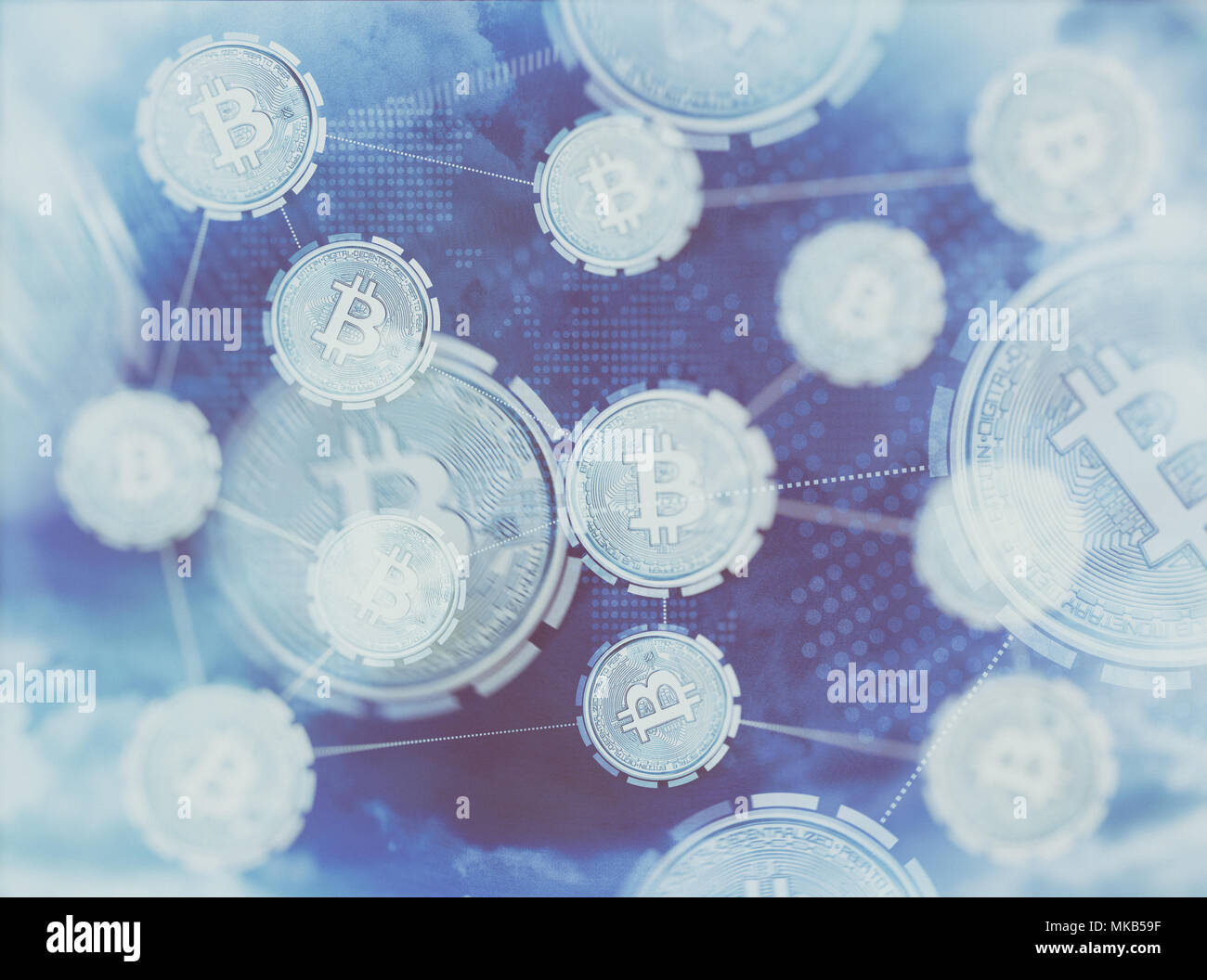 Digital Currency Symbol. Bitcoin. block chain technology Stock Photo ...