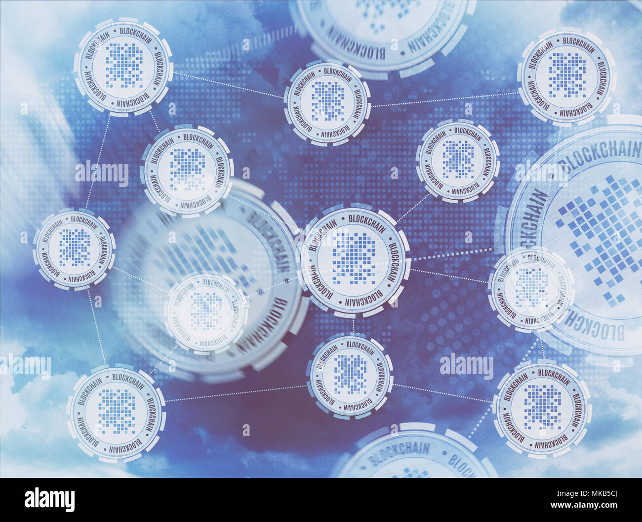 Blockchain network concept. Block chain word with icons Stock Photo - Alamy