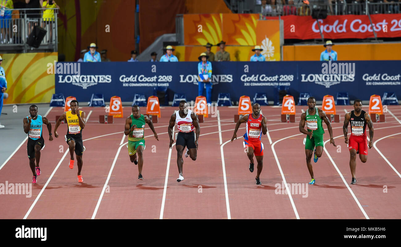 GOLD COAST, AUSTRALIA - APRIL 8: Warren Fraser, Nigel Ellis, Akani ...