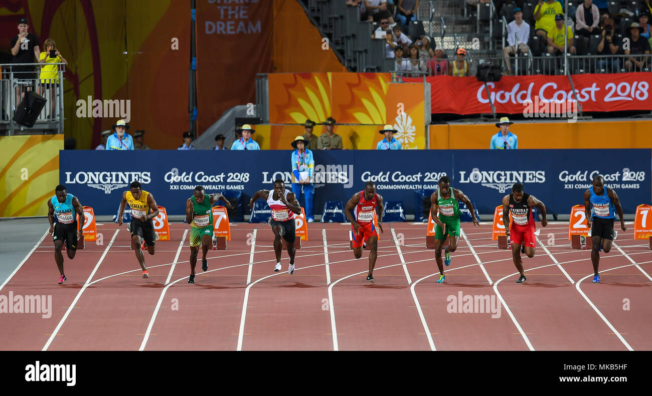 GOLD COAST, AUSTRALIA - APRIL 8: Warren Fraser, Nigel Ellis, Akani ...