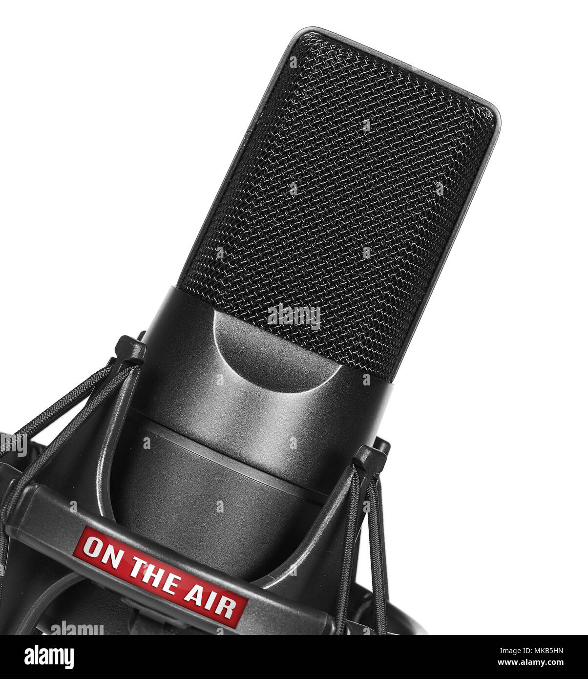 Podcast. studio microphone isolated on white background Stock Photo - Alamy