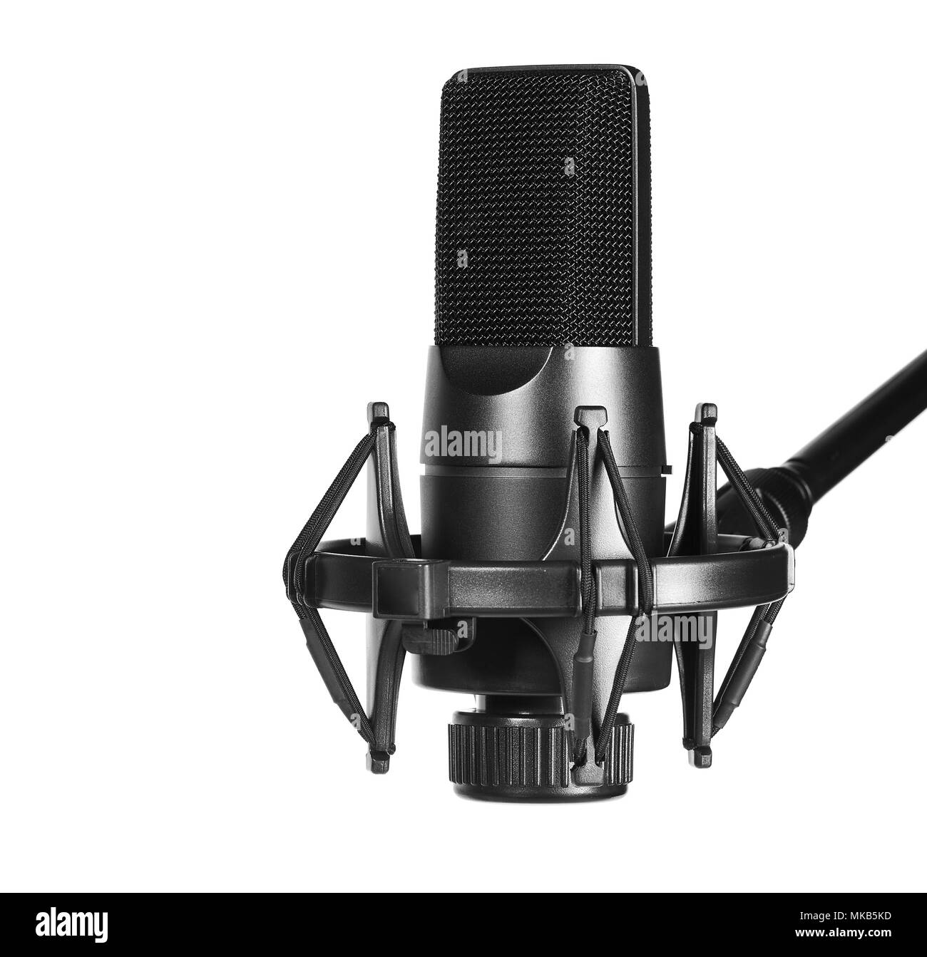 Professional condenser microphone on stand isolated on white background ...