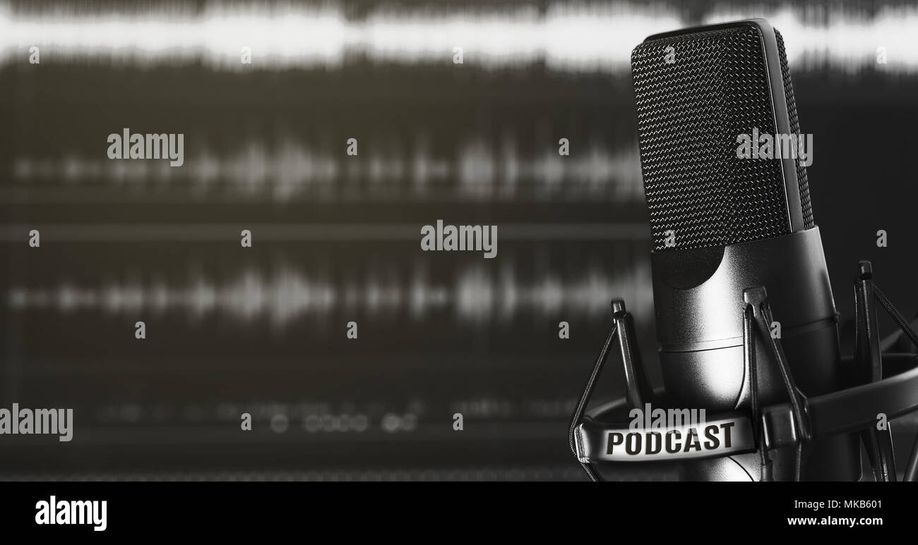 modern microphone. Audio recording and podcasting concept Stock Photo ...