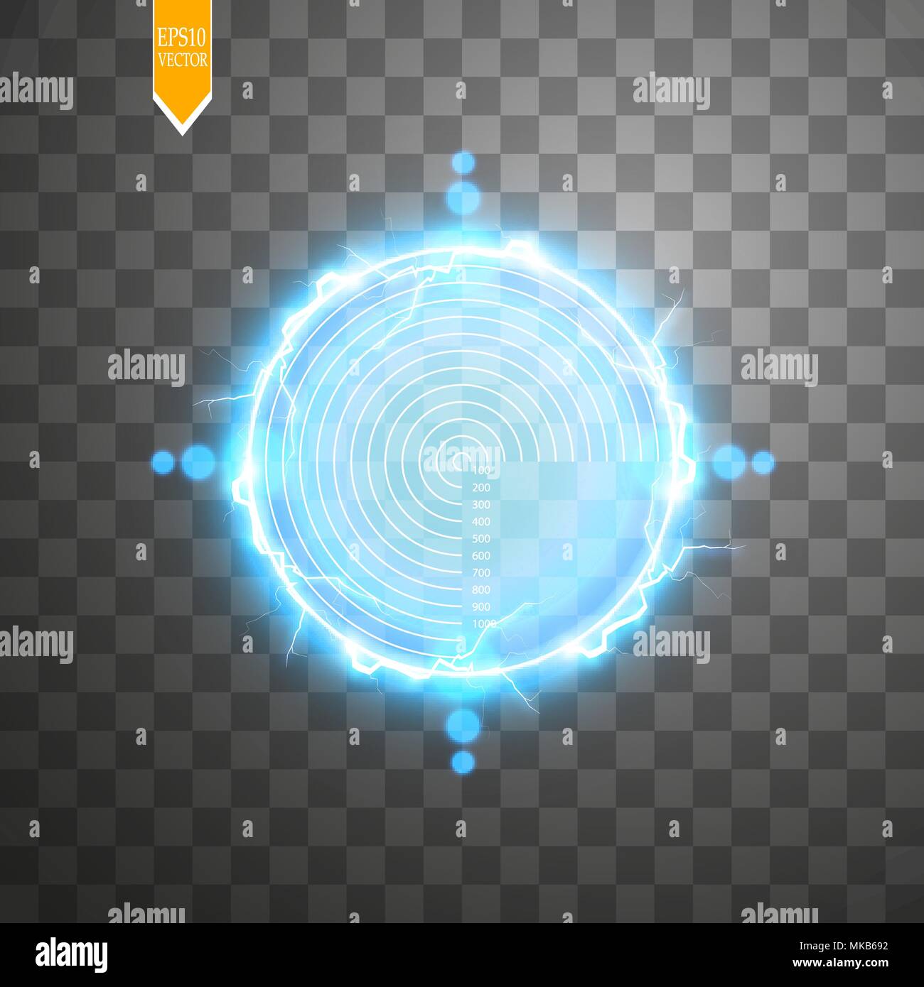 Neon Target isolated with lightning. Game Interface Element. Vector illustration Stock Vector ...
