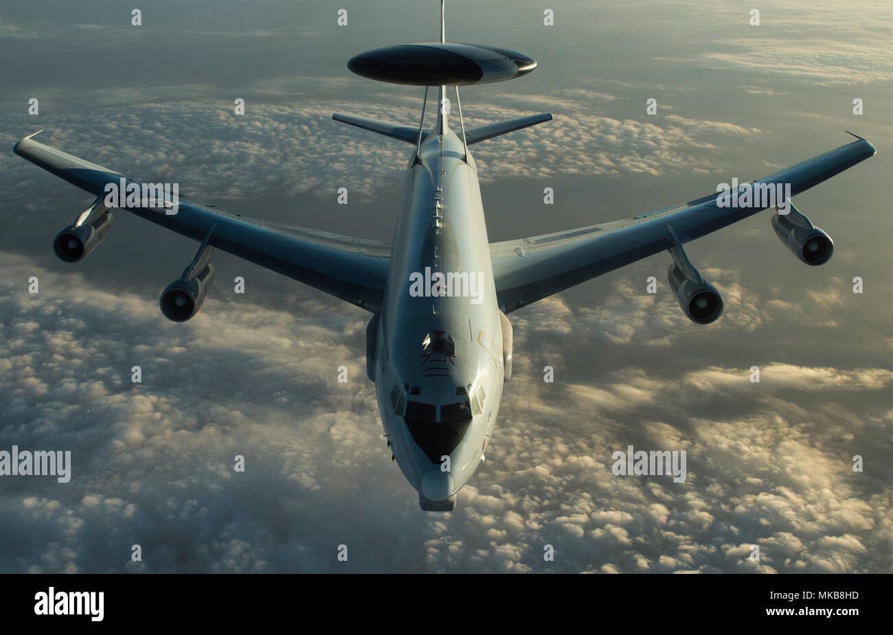 A U.S.Air Force E-3 Aircraft Warning And Control System (AWACS) patrols ...
