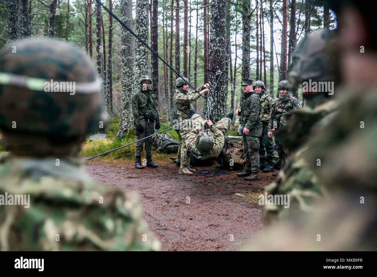 U.S. Marine with Marine Rotational Force Europe (MRF-E) conduct a zip ...
