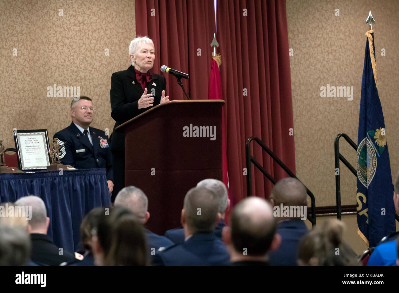 Retired Brig. Gen. Deborah S. Rose speaks to attendees after receiving ...