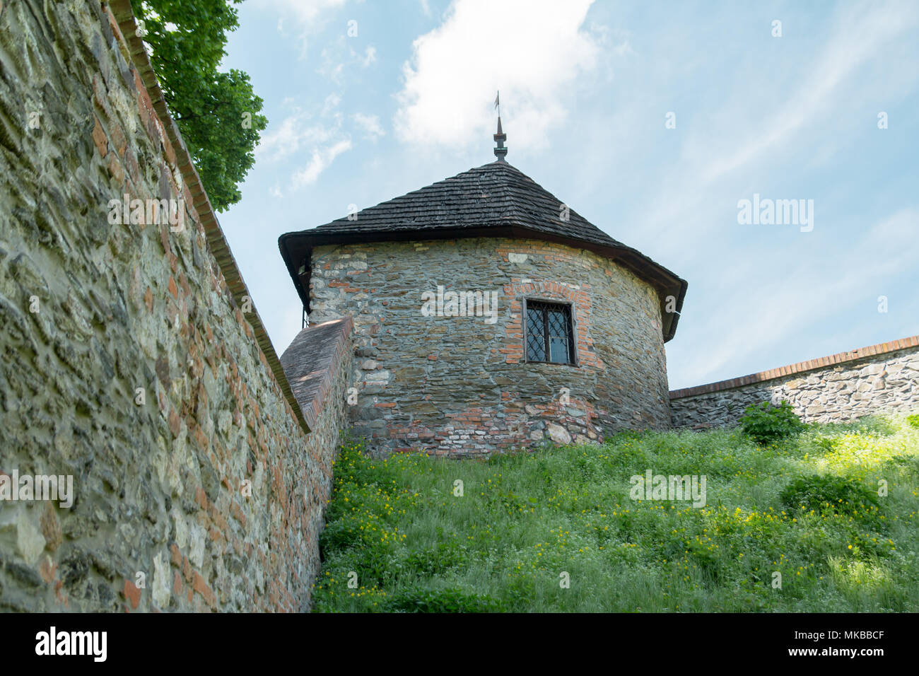 medieval walls with tower and blue sky Stock Photo - Alamy