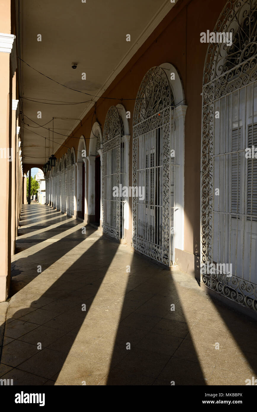 Colonial building with arcades by the main square (Plaza de Armas) in ...