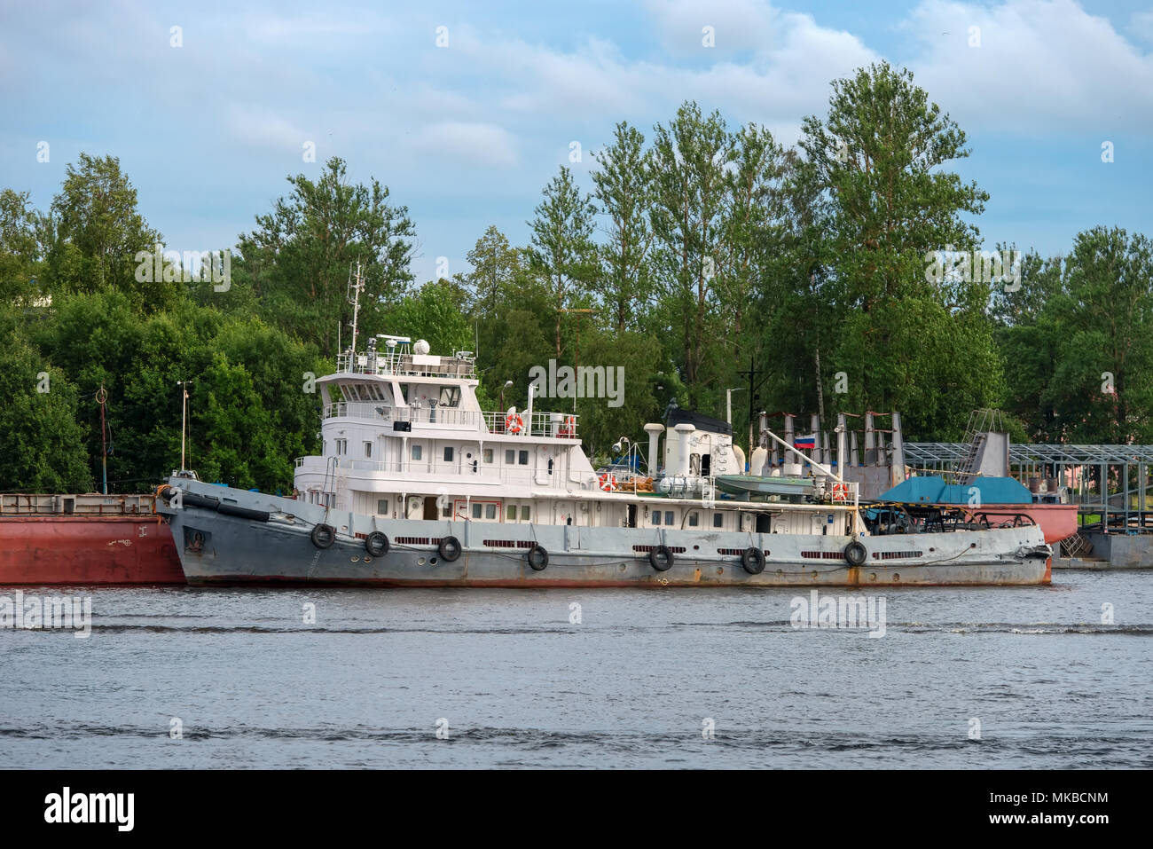 River ship is at the berth in the port Stock Photo - Alamy