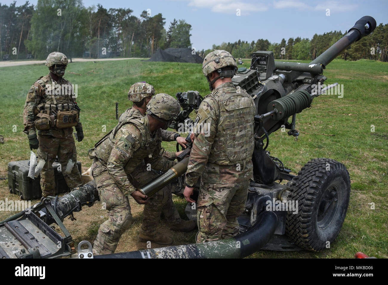 U.S. Army Paratroopers, assigned to Battery A, 4th Battalion, 319th Airborne Field Artillery ...