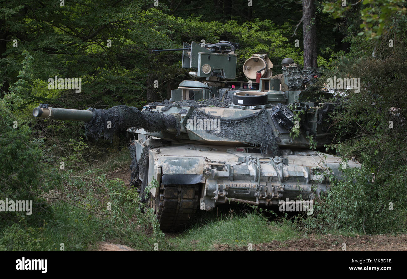 A U.S. Army tank crew in their M1 Abrams tank assigned to Company A ...