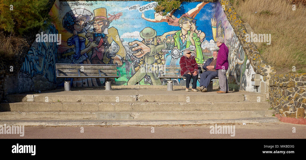 Mural / graffiti along the prom at Clacton on Sea Stock Photo - Alamy