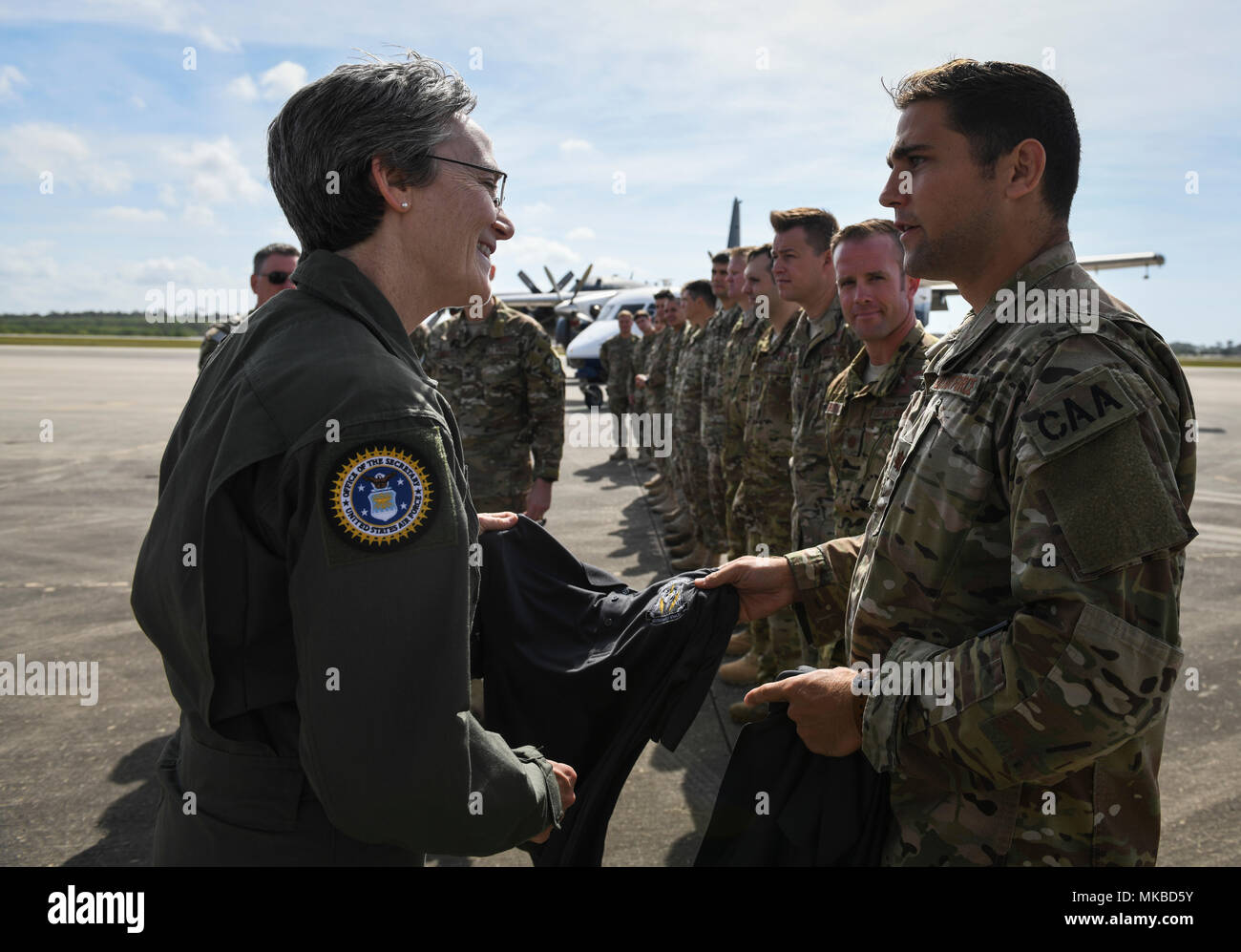 Secretary of the Air Force Heather Wilson is briefed on the C-208 ...