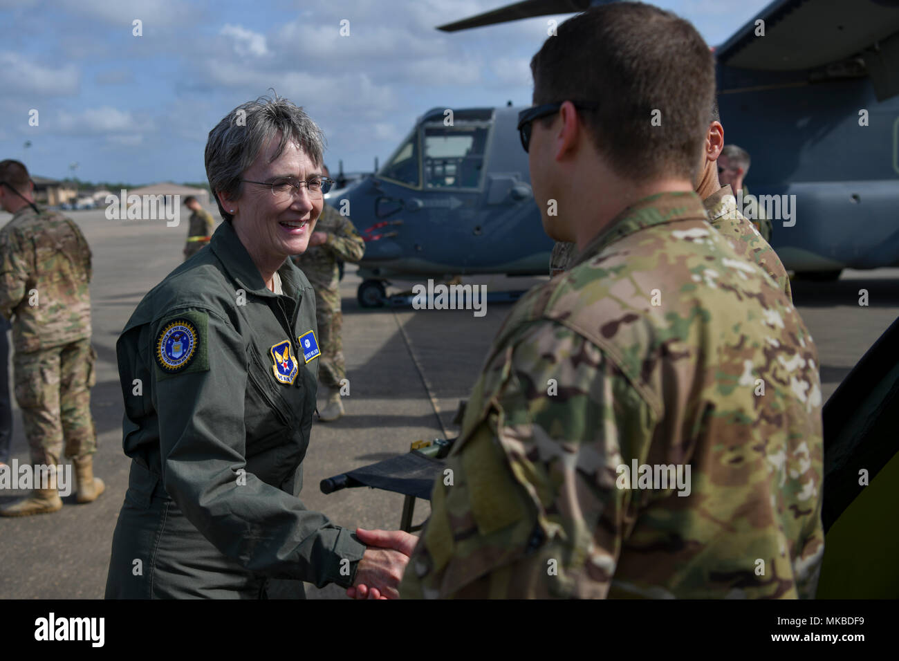 Secretary of the Air Force Heather Wilson greets members of a Special ...