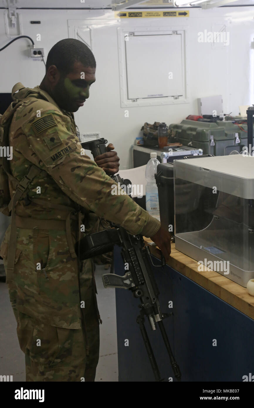 U.S. Army Spc. Randy Martina, assigned to Bravo Company, 299th ...