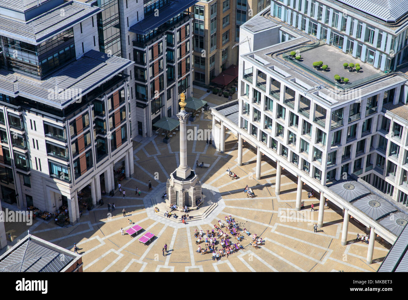 Paternoster Square in London, as seen from the top of St. Paul's ...