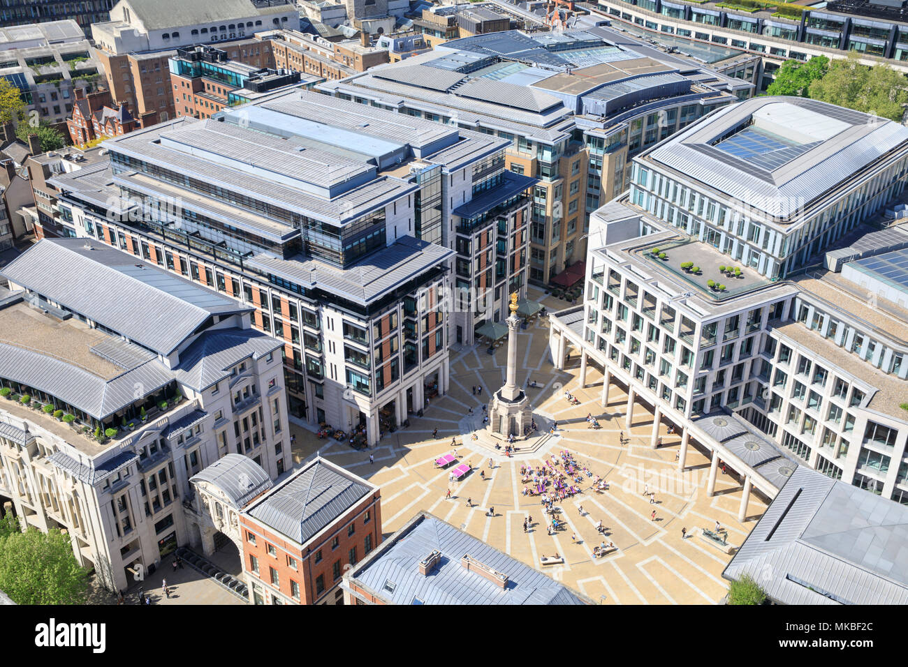 Paternoster Square in London, as seen from the top of St. Paul's ...