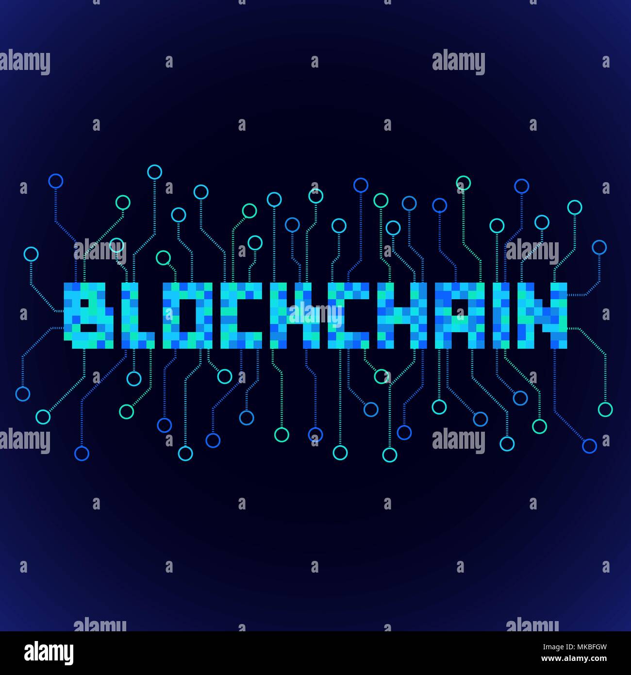Vector Colorful Flat Design Peer To Peer Distributed Database Blockchain Technology Pixelated