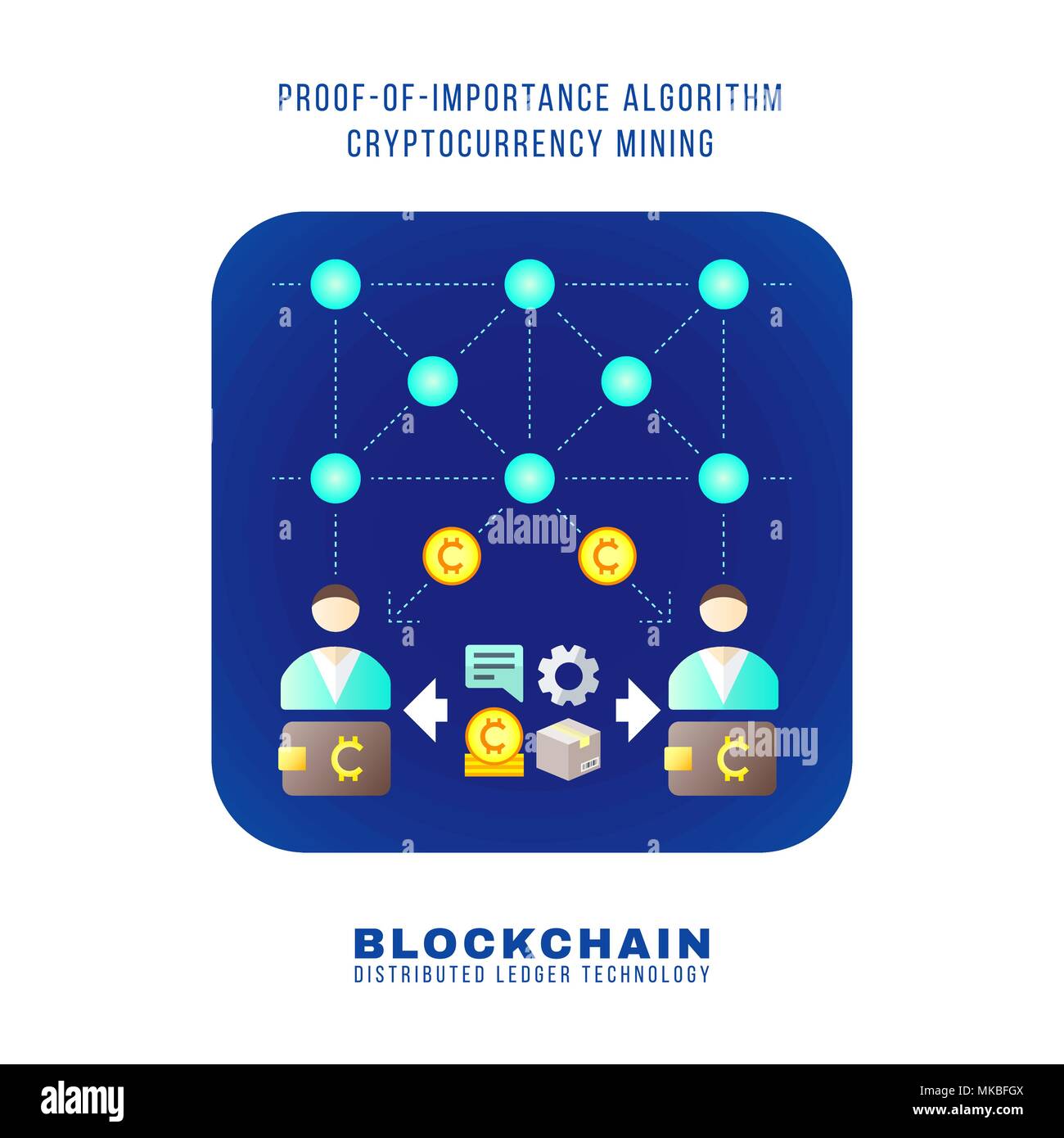 vector colorful flat design proof of importance algorithm cryptocurrency POI mining principle ...