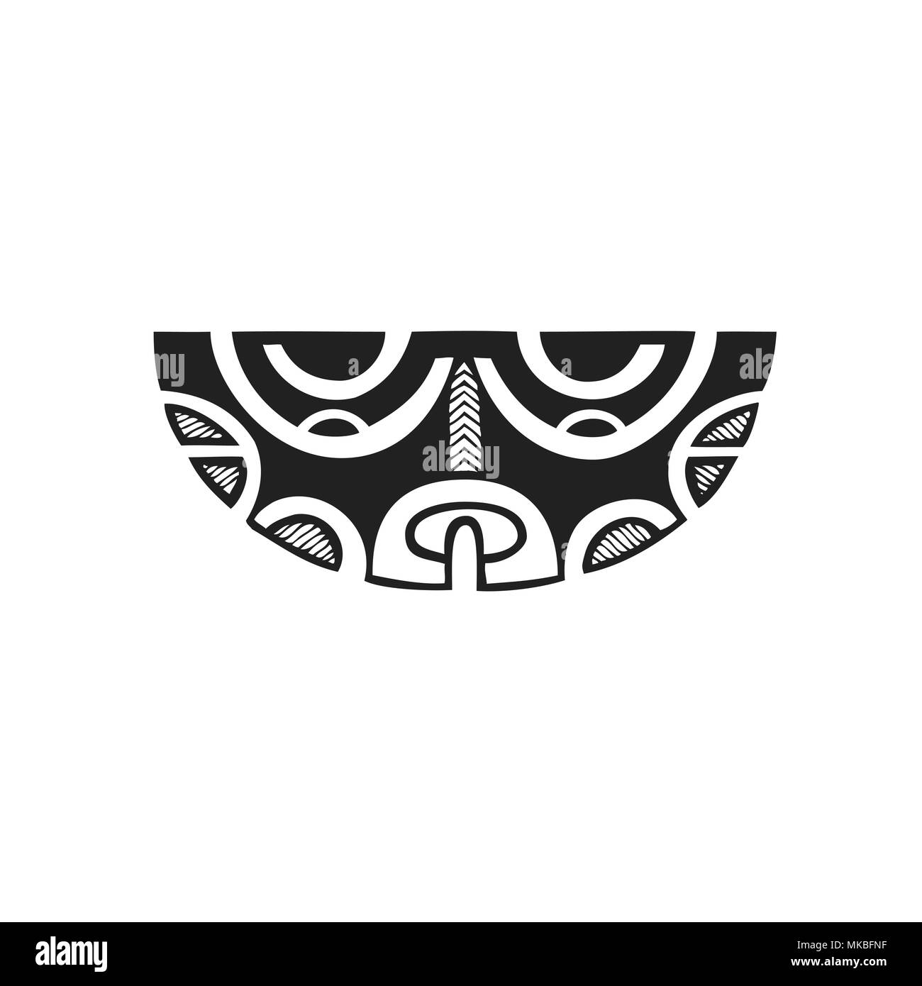 vector black monochrome ink hand drawn native polynesian folk art ...