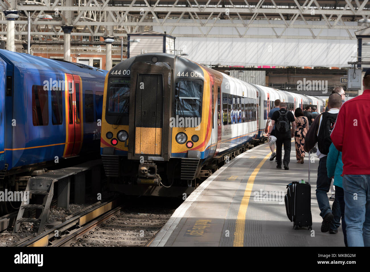 Waterloo, London UK, 2018. Railway train at Waterloo Station in ...