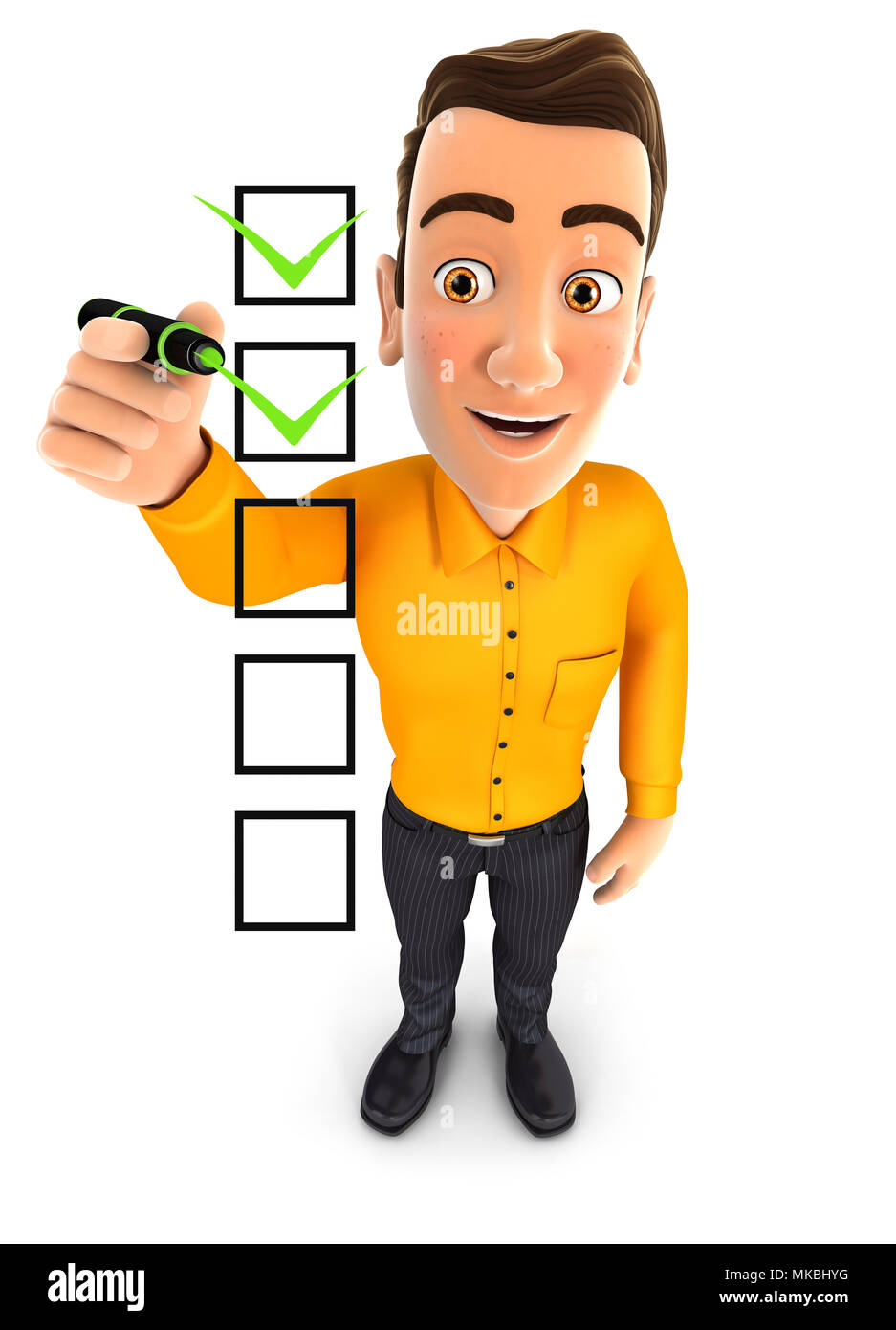 3d man checklist, illustration with isolated white background Stock ...