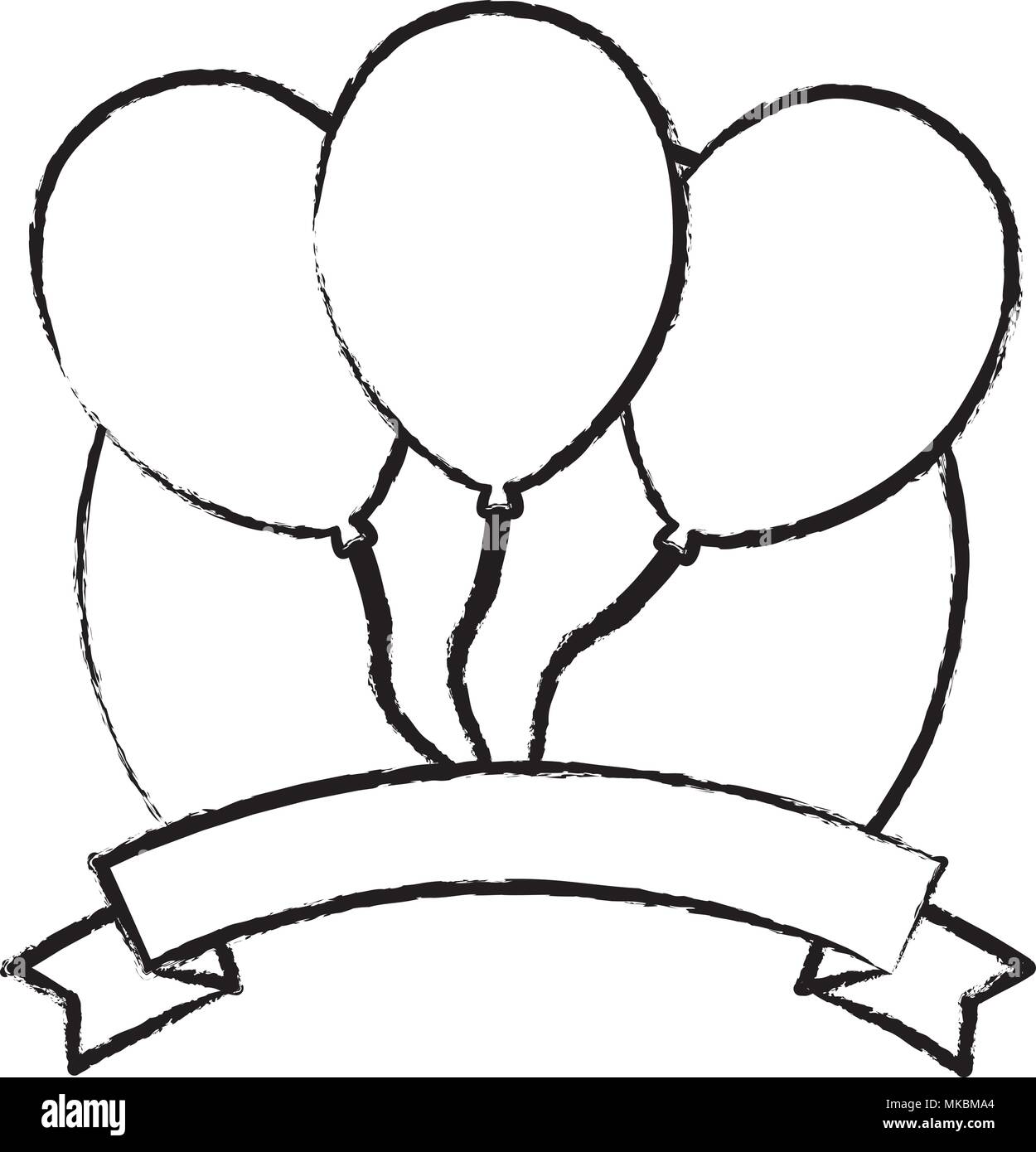 sketch of emblem with balloons icon over white background, vector ...